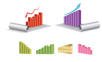 Set economic chart or infographics Royalty Free Vector Image
