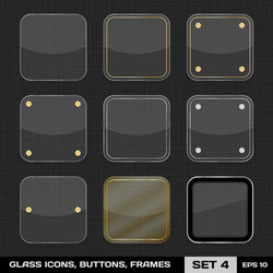 Glass buttons with chrome frame set of colored Vector Image