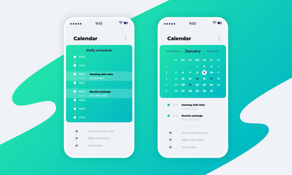 Calendar mobile apptasks ui ux design mockup image