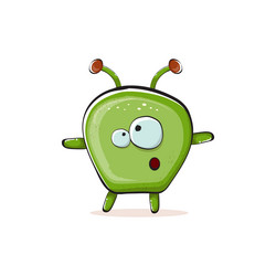 Cartoon funny green alien monster Royalty Free Vector Image