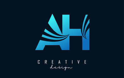 Handwriting letters ah a h logo design Royalty Free Vector