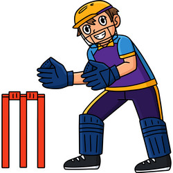 Cricket sports cartoon colored clipart Royalty Free Vector