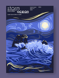 Ocean landscape poster Royalty Free Vector Image