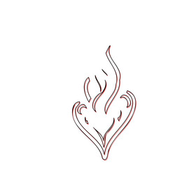 Candle flame fire heart outline sketch red Vector Image