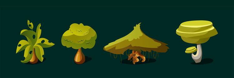 Fantastic tree for ui game design set Royalty Free Vector