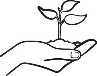 Human hand with sprout drawn sketch icon Vector Image