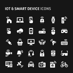Iot smart device icon set fillio black Royalty Free Vector