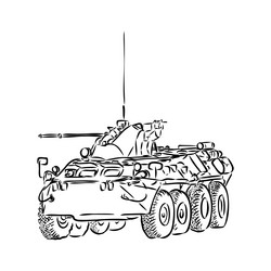 Military machinery hand drawing armored Royalty Free Vector