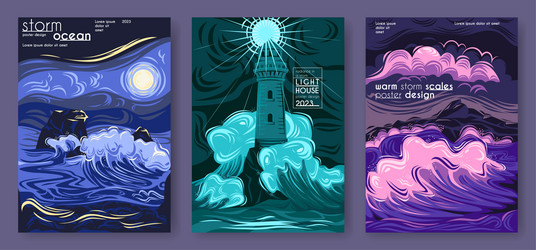 Ocean landscape poster Royalty Free Vector Image