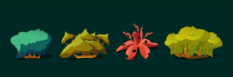 Fantastic bush and tree for ui game design Vector Image