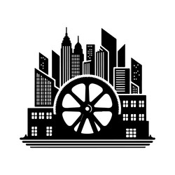 Flywheel silhouette for engineering machinery Vector Image