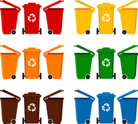 Colorful cartoon open dumpster Royalty Free Vector Image