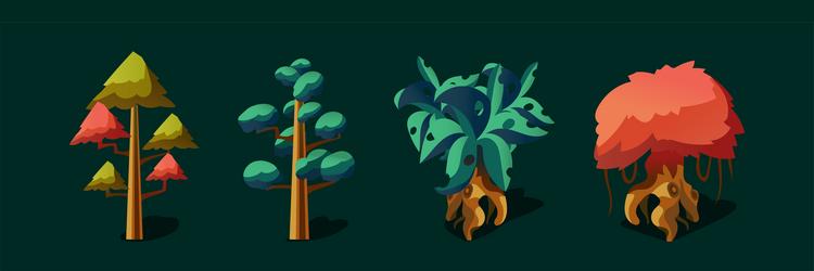 Fantastic tree for ui game design set Royalty Free Vector