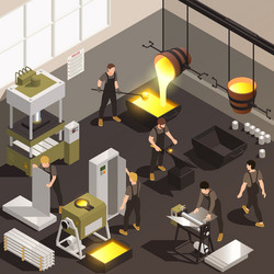 Metalworking people isometric composition Vector Image