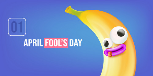 April fools day funky horizontal banner with silly