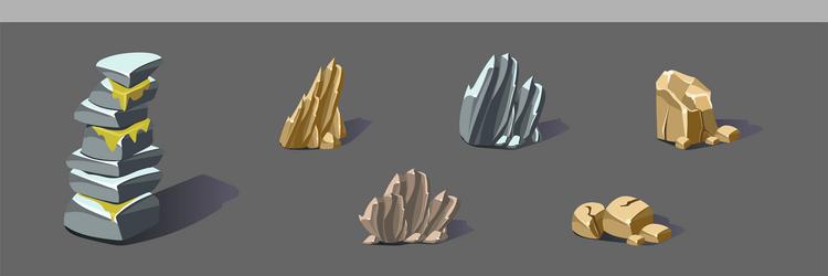 Rock and solid stone as game element isolated Vector Image