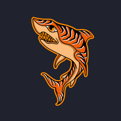 Hand drawn of a tiger shark outline Royalty Free Vector