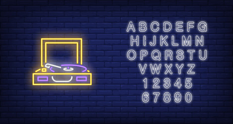 Vinyl record player neon sign Royalty Free Vector Image