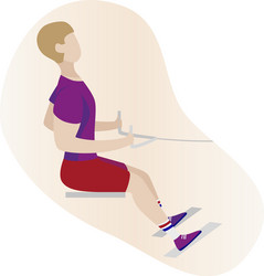 Man doing seated low cable back rows exercise Vector Image