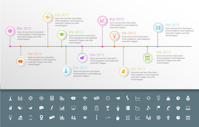 Timeline template in sticker style with set Vector Image