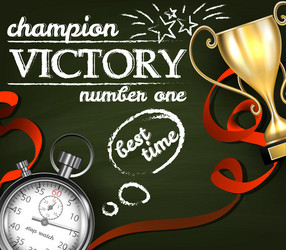 Giving trophies and medals for winner victory flat