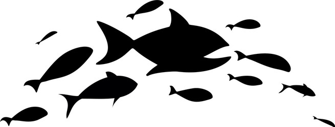 Black flock fish school logo template Royalty Free Vector