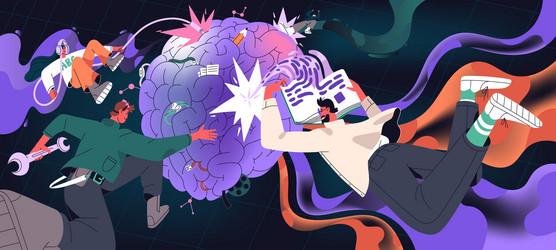 Brain development concept people team work Vector Image