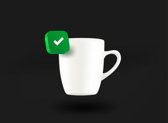 Coffee icon with checkmark 3d Royalty Free Vector Image
