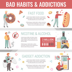 Bad habits poster with people who do wrong set Vector Image