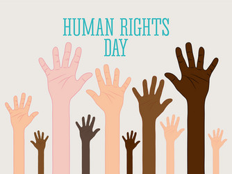 Colorful human rights day design with open hands Vector Image