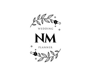 Nm initials letter wedding monogram logos Vector Image