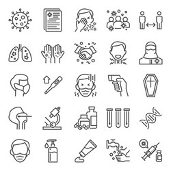 Prevention covid-19 line icons set Royalty Free Vector Image