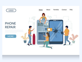 Computer repair website landing page design Vector Image