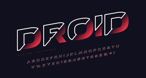 Sliced sans serif alphabet cut font Royalty Free Vector