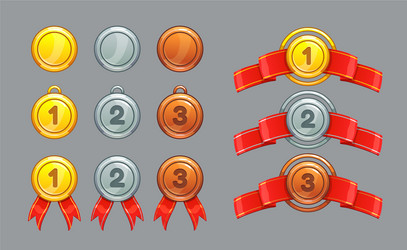 Empty medals blank round gold silver and bronze Vector Image