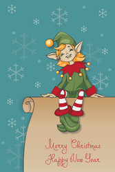 Christmas santa elf design shalk black board Vector Image