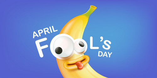 April fools day funky horizontal banner with silly