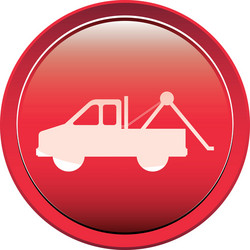 Silhouette circular shape with tow truck Vector Image