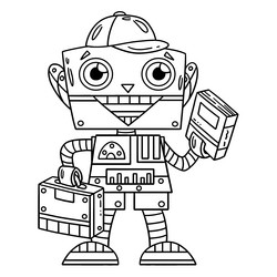 Robot going to school coloring page for kids Vector Image