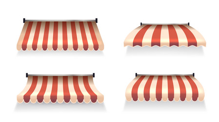 Elegant realistic 3d striped store awnings Vector Image