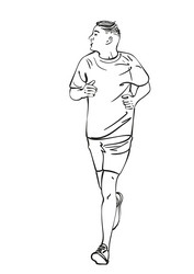Sketch of running young man hand drawn linear Vector Image