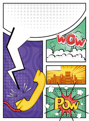 Colored comic cover page with a dog superhero Vector Image