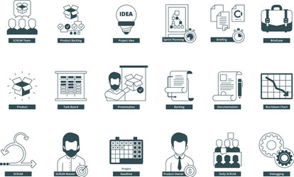 Scrum infographics linear icons collection Vector Image