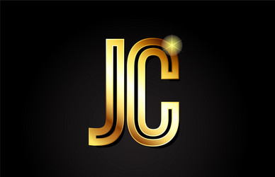 Alphabet letter jc j c gold golden metal metallic Vector Image