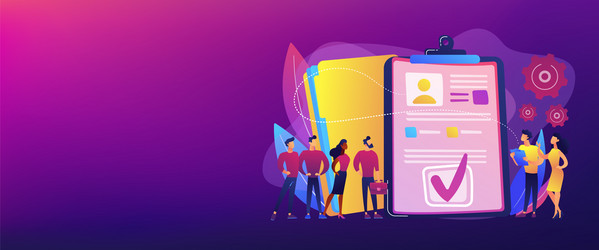 Hr software concept banner header Royalty Free Vector Image