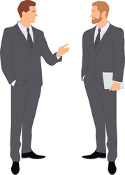 Two standing men wearing in business suits Vector Image