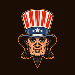 Uncle sam head man in cylinder hat Royalty Free Vector Image