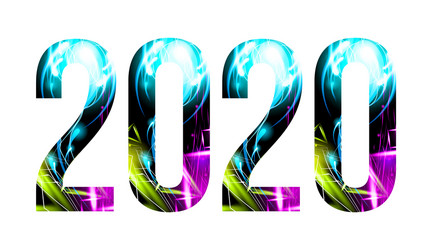 2020 - year number shining background glow effect Vector Image