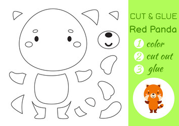 Cut and glue paper little red panda kids crafts Vector Image