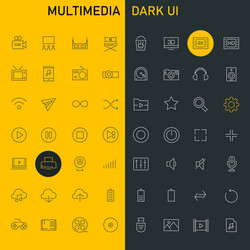 Big multimedia icon set trendy linear icons Vector Image